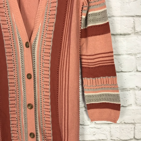 Simply Noelle | Sweaters | Simplynoelle Striped Open Knit Duster ...